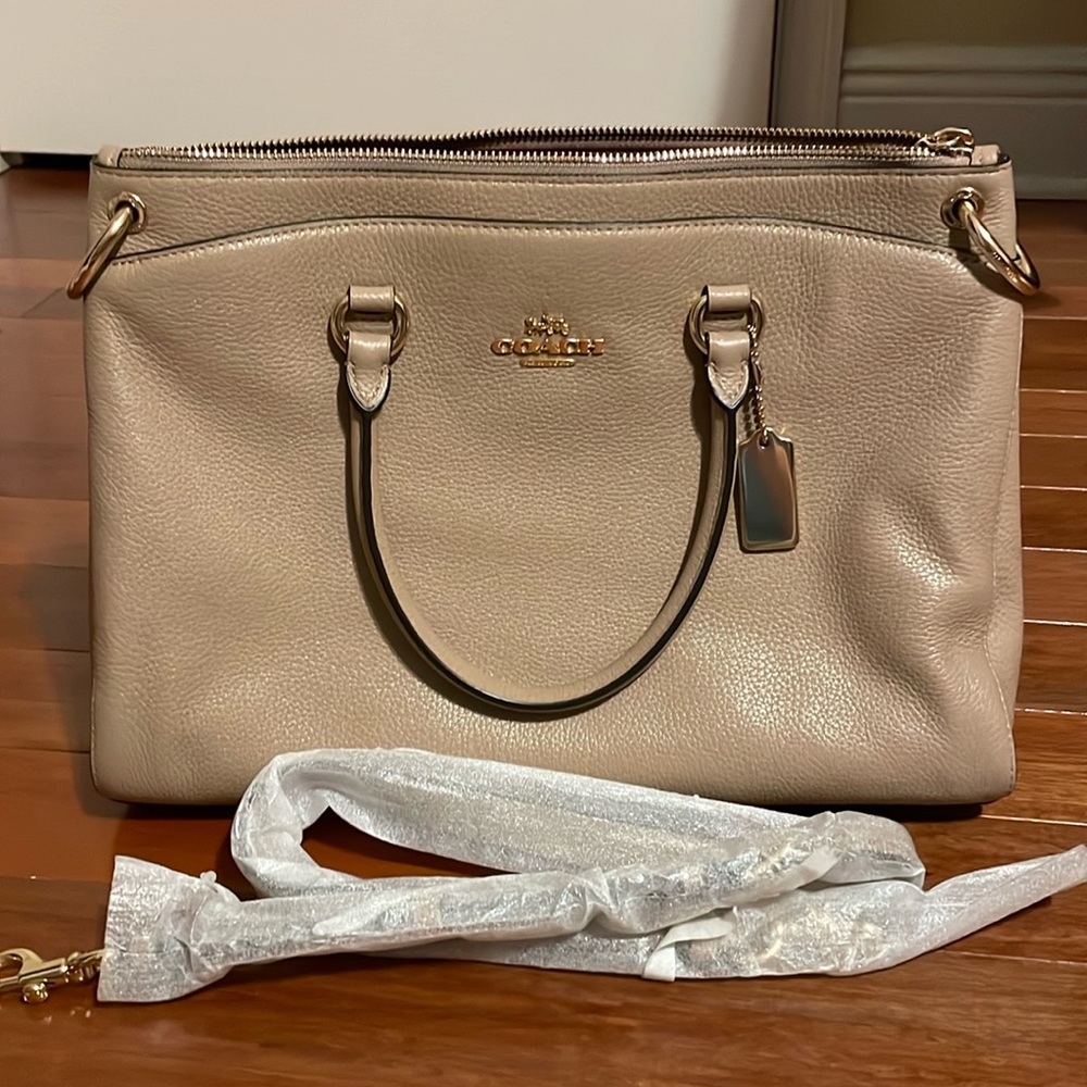 Coach Pebble Leather Satchel-Tan - Gem